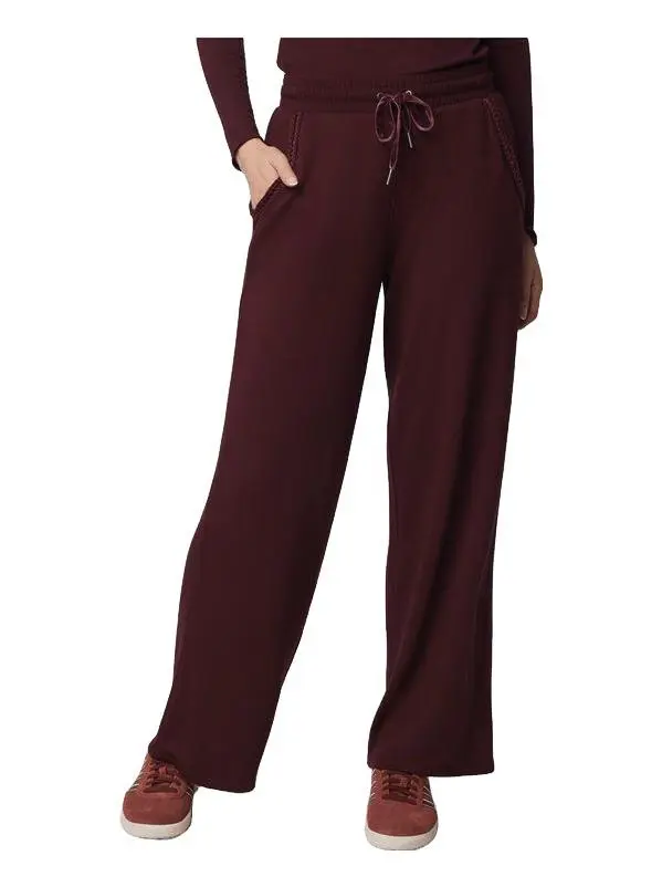Splendid Supersoft Trim Wide Leg Pant - Burgundy