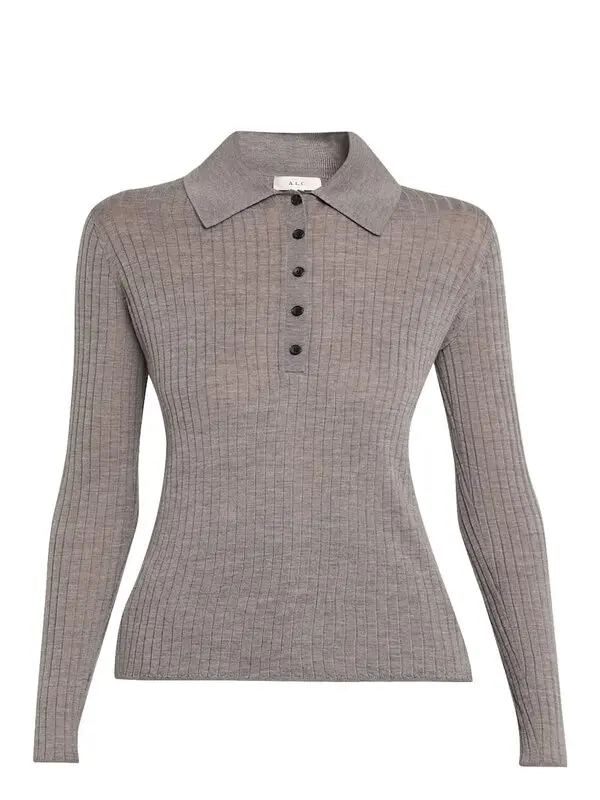 A.L.C. Alex Long-sleeve Ribbed Wool Top - Medium Heather
