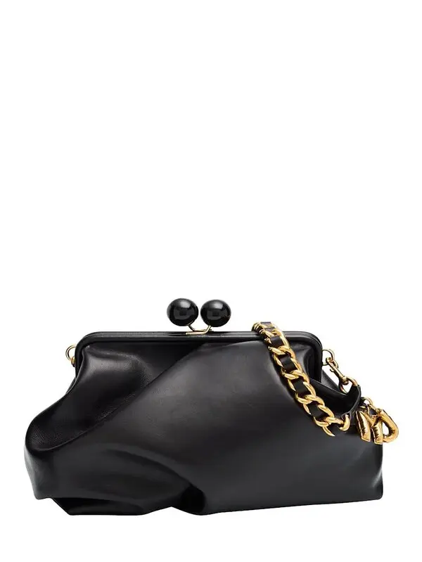 Marc Jacobs The Frame Ruched Leather Top-handle Bag - Black