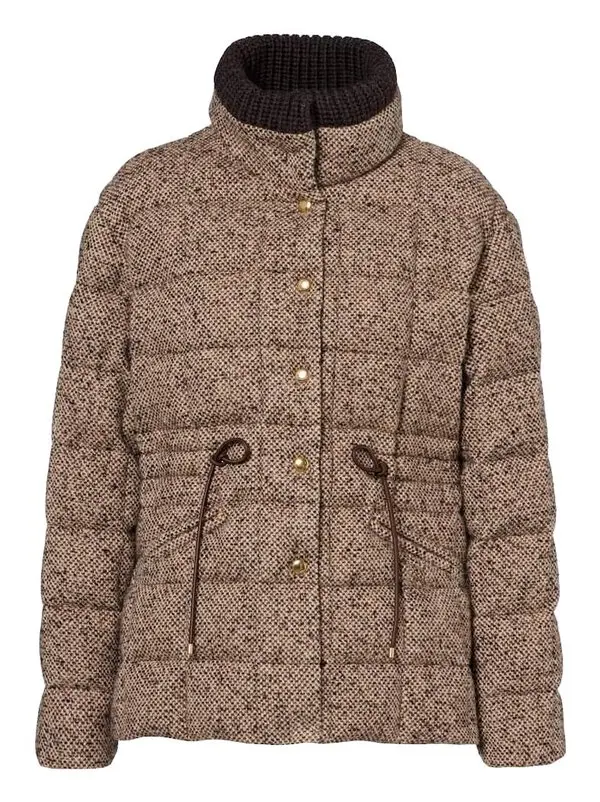 Moncler Antigony Wool-blend Down Jacket - Brown