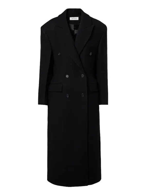 RÓHE Double-breasted Virgin Wool Coat - Black