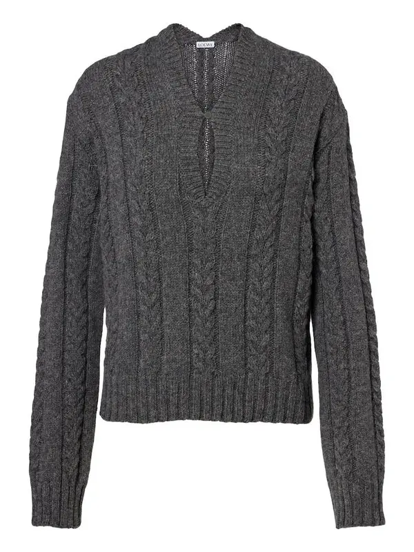 Loewe Cable-knit Wool Sweater - Grey