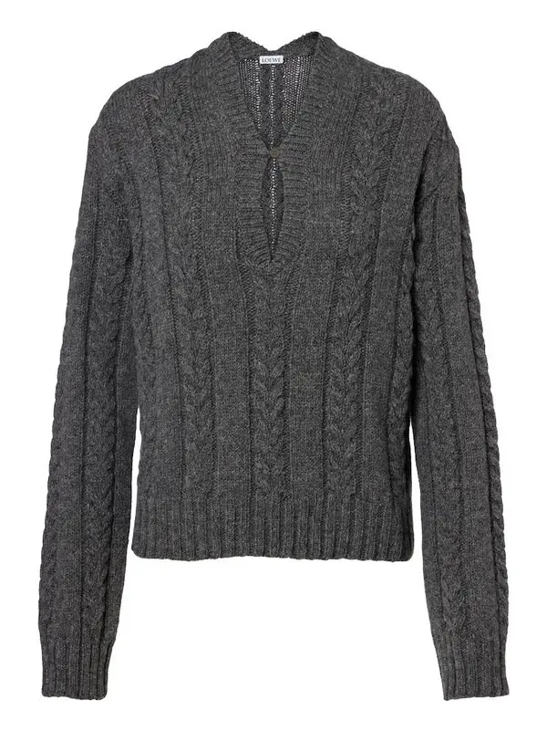 Loewe Cable-knit Wool Sweater - Grey