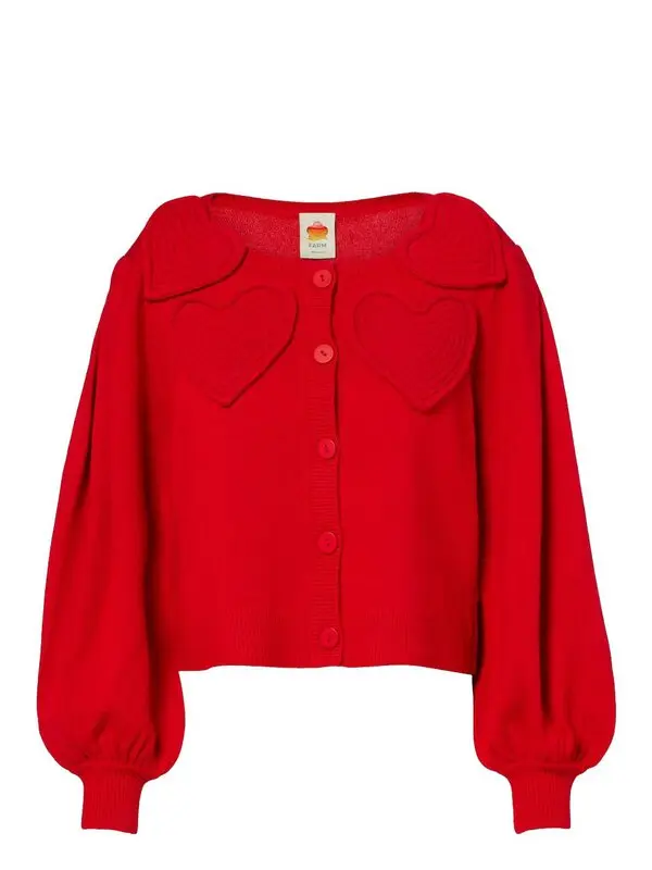 Farm Rio Patch-appliqué Buttoned Cardigan - Red