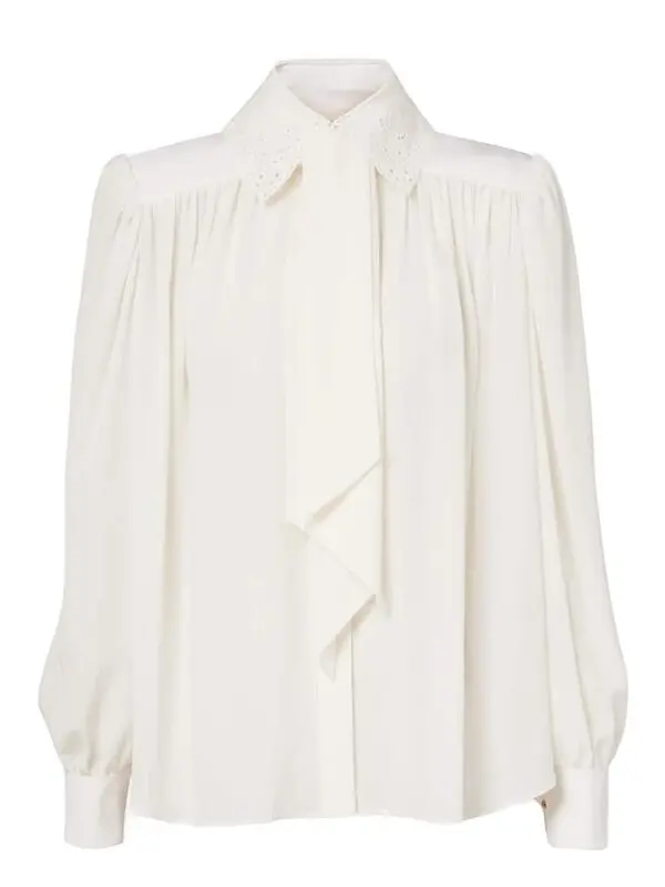 Chloé Scarf-detail Silk Crêpe De Chine Blouse - White
