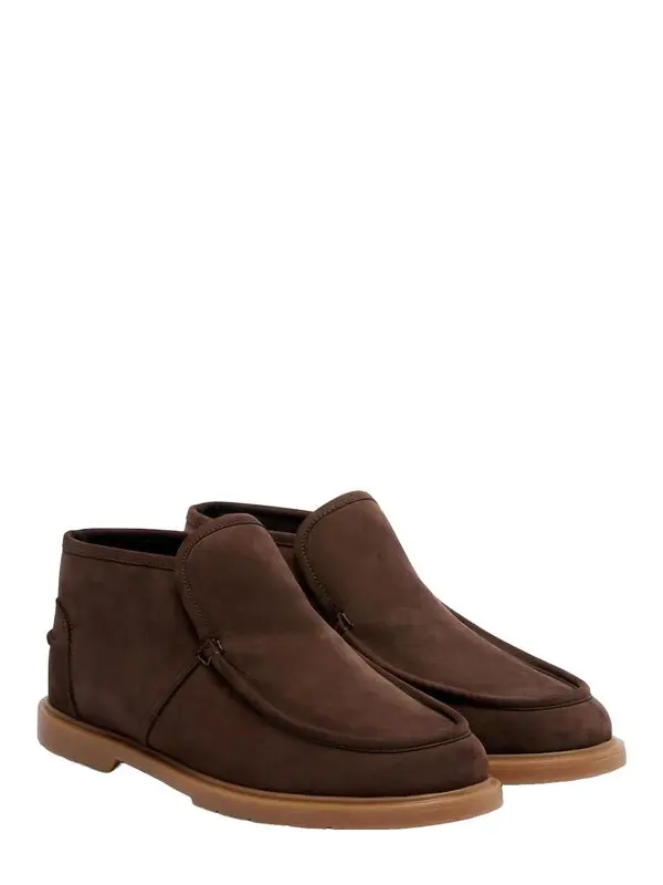 YVES SALOMON Shearling-lined Suede Ankle Boots - Brown