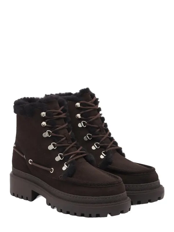 YVES SALOMON Shearling-lined Suede Boots - Brown