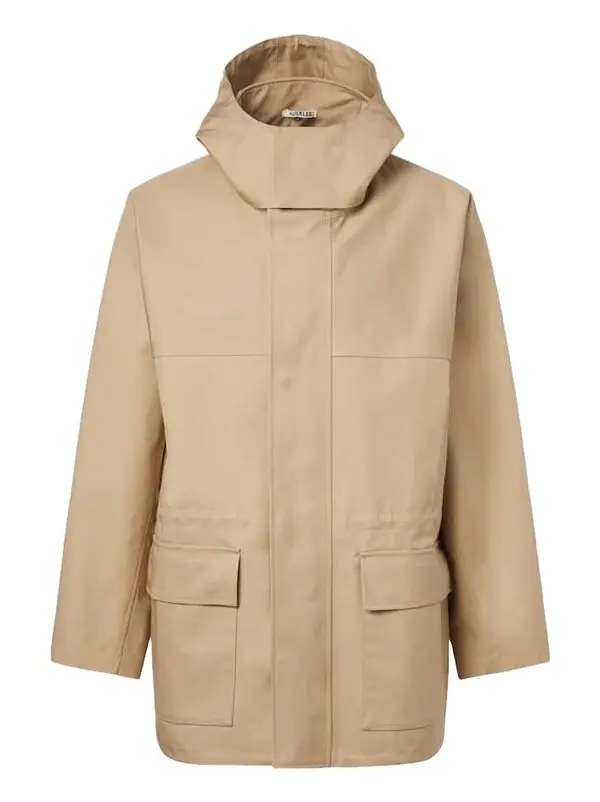 Auralee Hooded Cotton Gabardine Jacket - Beige