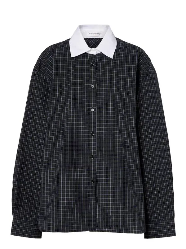 THE FRANKIE SHOP Hylan Checked Cotton Shirt - Grey