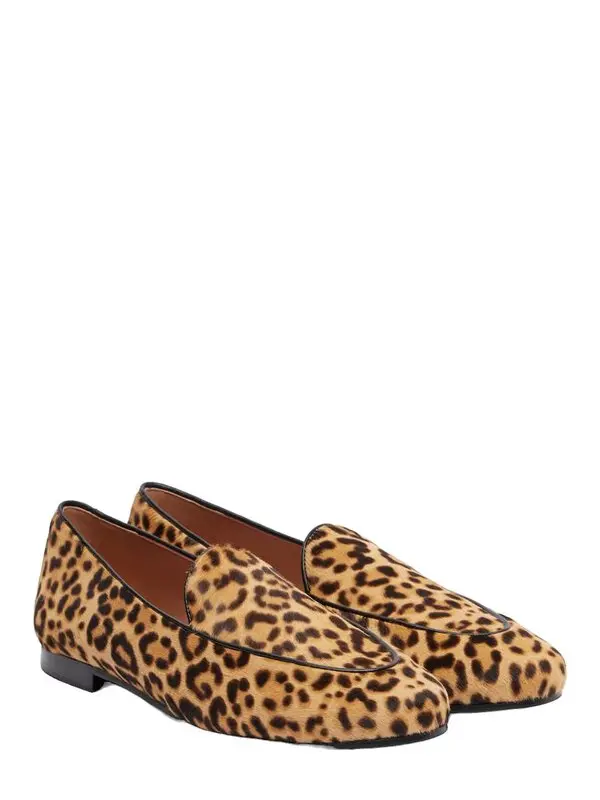 AQUAZZURA Leopard-print Calf Hair Loafers - Brown