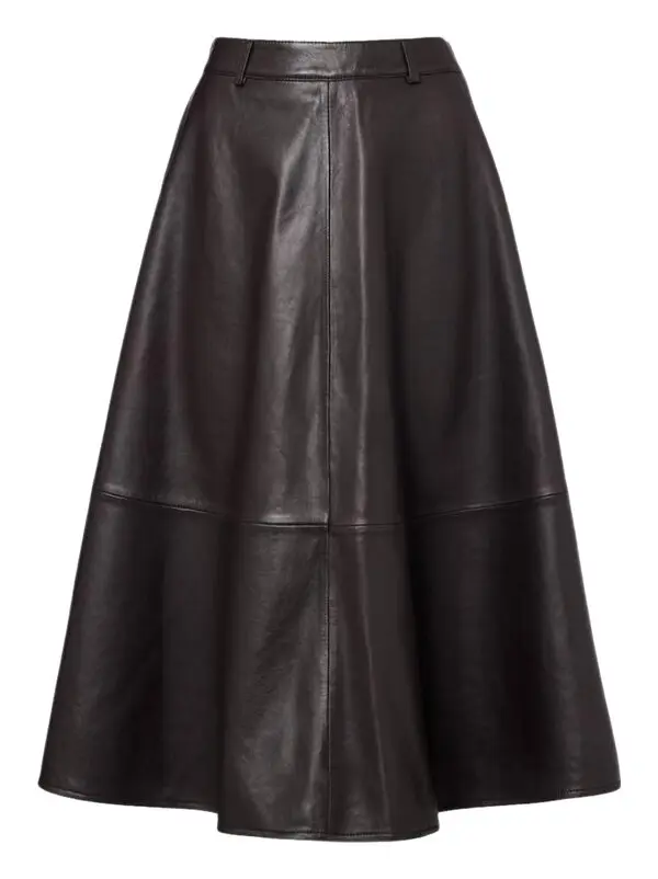 THE FRANKIE SHOP Savil Leather Midi Skirt - Brown