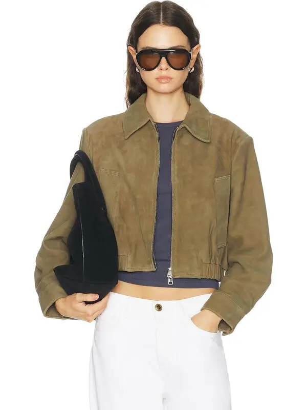 AGOLDE Nahlia Cropped Suede Jacket - Canopy