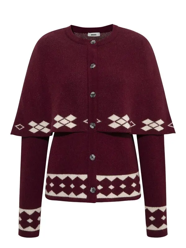 SIEDRES Cleo Cape-detailed Wool-blend Cardigan - Burgundy