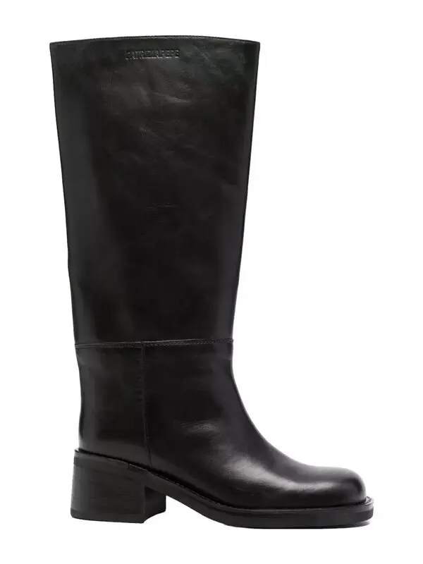 Patrizia Pepe Block Heel Knee High Boots - Black