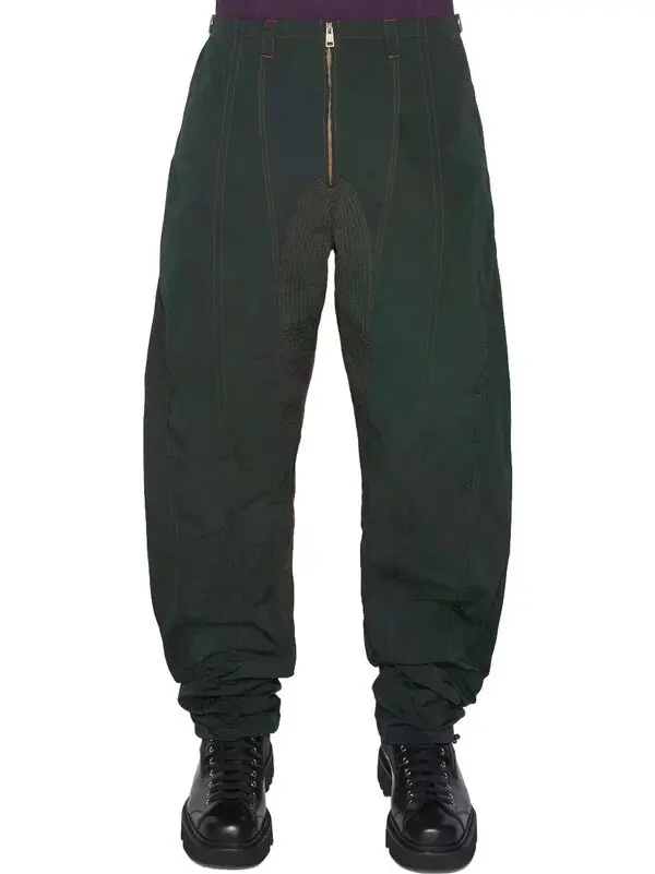 MUGLER Paneled Zip-fly Trousers - Green