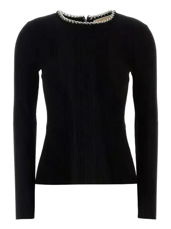 Michael Kors Ribbed Knit Long-sleeve Top - Black