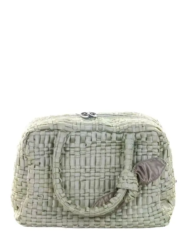 Maria La Rosa Woven-texture Tote Bag With Bow Detail - Green