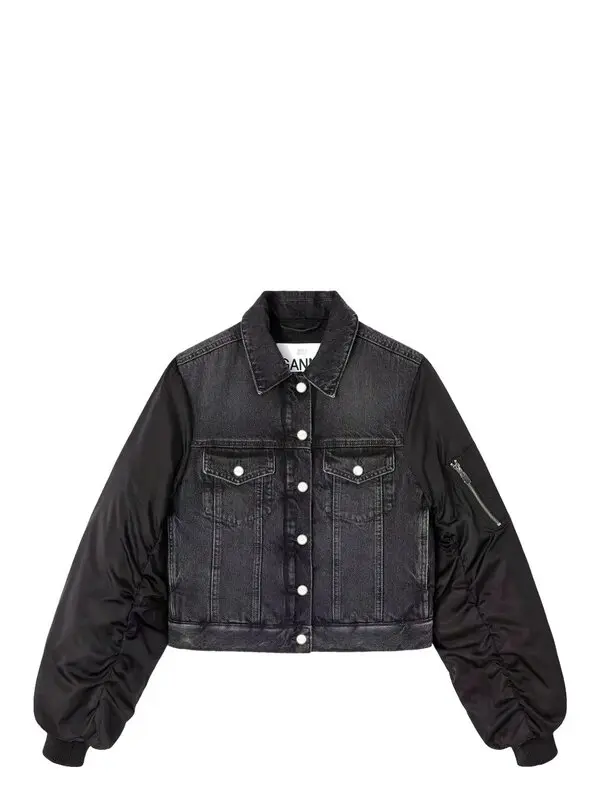GANNI Buttoned Denim Jacket - Black