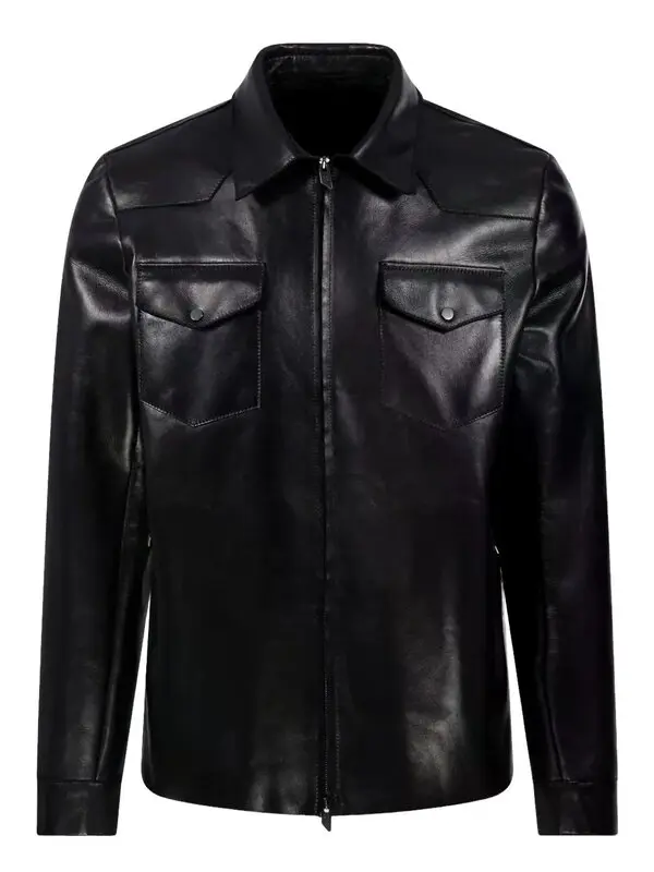 SALVATORE SANTORO Zipped Leather Jacket - Black