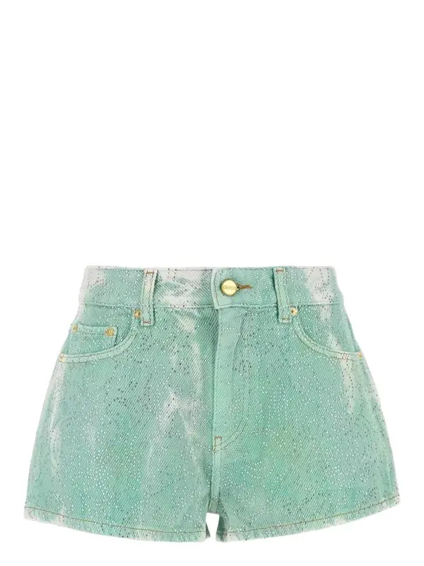GANNI Two-tone Denim Shorts - Green