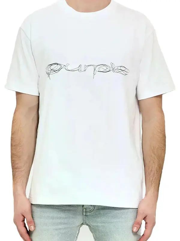 PURPLE BRAND Script Short-sleeves T-shirt - White