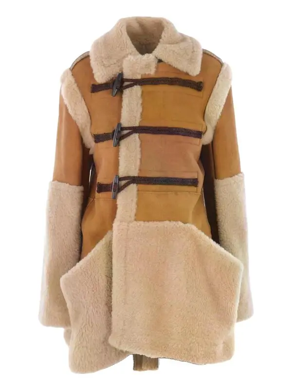 Sacai Toggle Mouton Coat - Brown