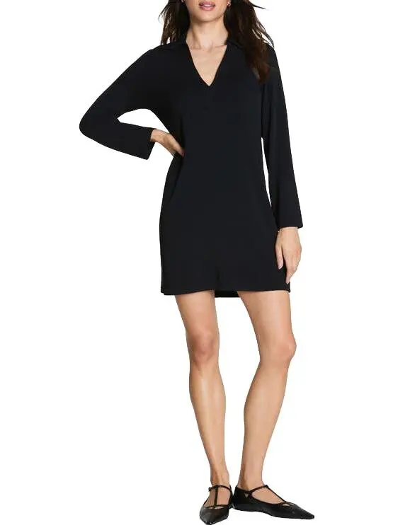 Spanx Long Sleeve Sleek Jersey Mini Shirtdress - Classic Black