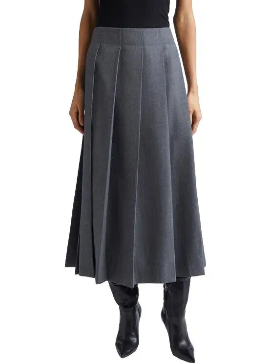 Vaquera Pleated Midi Skirt - Dark Grey 1