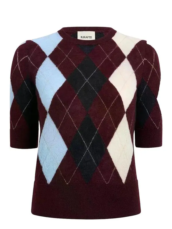 Khaite Diamond-pattern Short-sleeve Top - Red