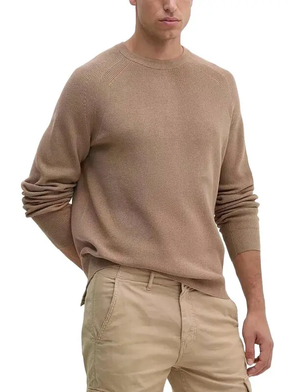 Hugo Boss Crew-neck Ribbed Sweater - Neutrals