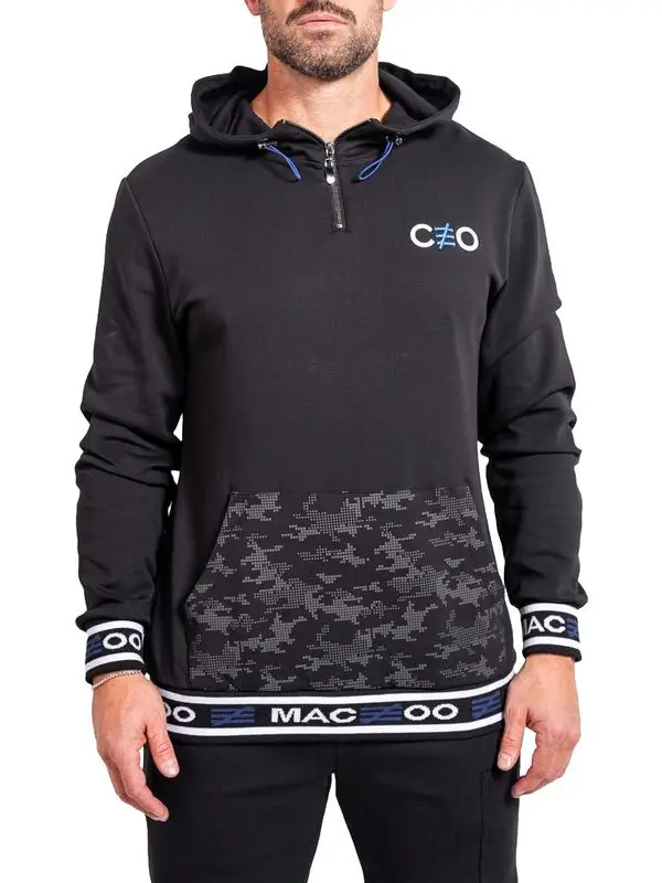 MACEOO Pixel Print Graphic Hoodie - Black