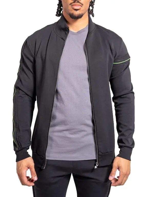 MACEOO Zipper Resistance Neon Knit Track Jacket - Black