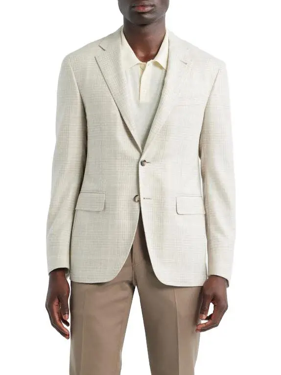 Canali Kei Trim Fit Plaid Sport Coat - White