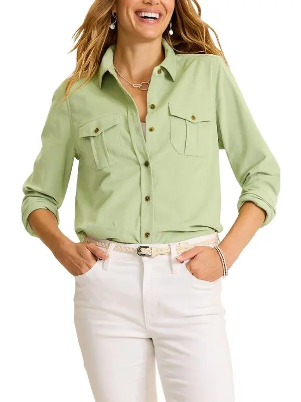 Tommy Bahama Relaxed Fit Stretch Cotton Corduroy Shirt - Hushed Pine