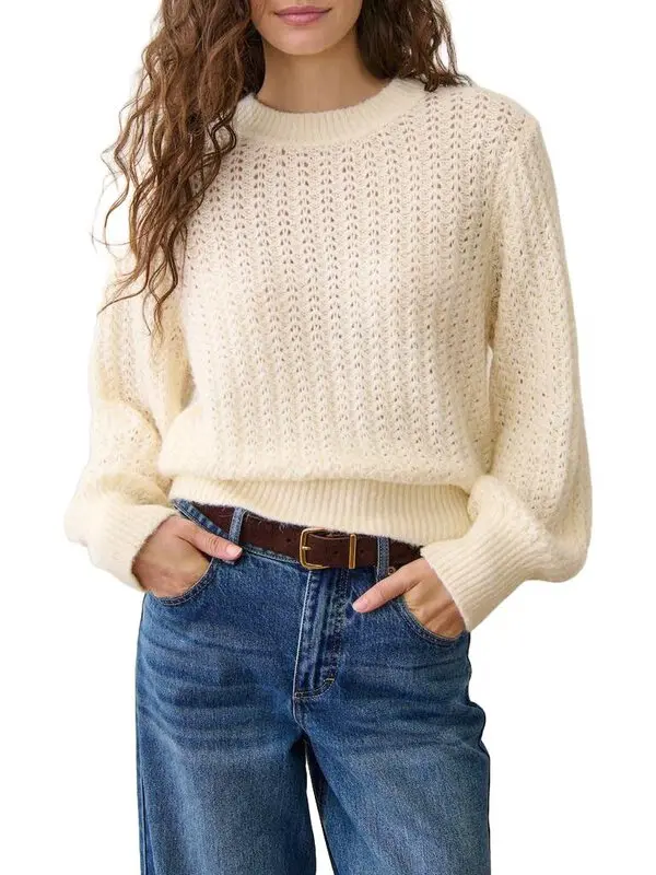 Marine Layer Alma Crewneck Sweater - Cream