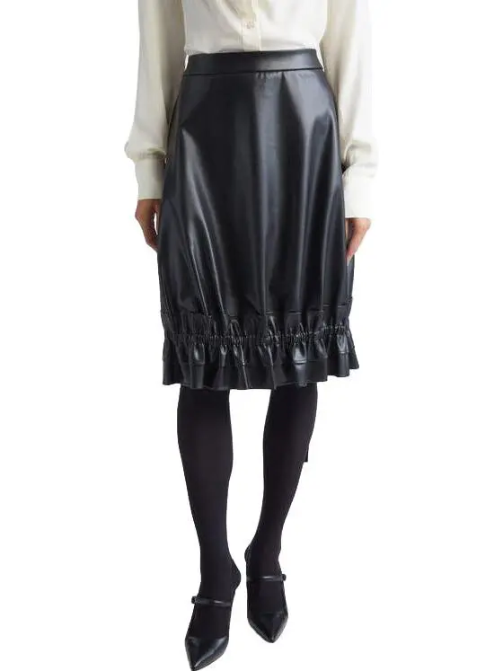RENAISSANCE RENAISSANCE Natasha Faux Leather Wrap Skirt - Black Leather
