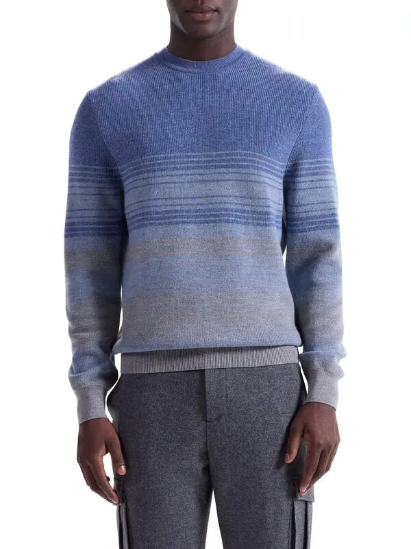 Bugatchi Gradient Stripe Merino Wool Sweater - Cobalt