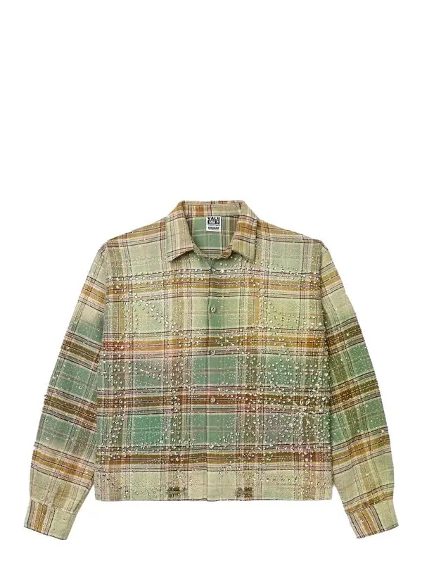 VALE FOREVER Jewel-embellished Flannel Shirt - Green