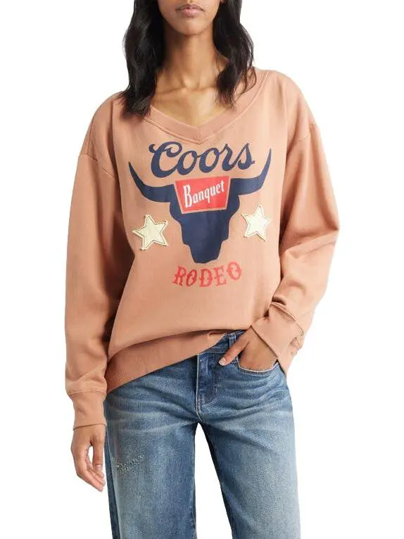 GOLDEN HOUR Coors® Rodeo Appliqué Graphic Sweatshirt - Mocha Mousse