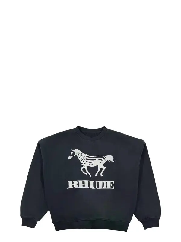 Rhude Dinero Graphic Crew-neck Sweatshirt - Black