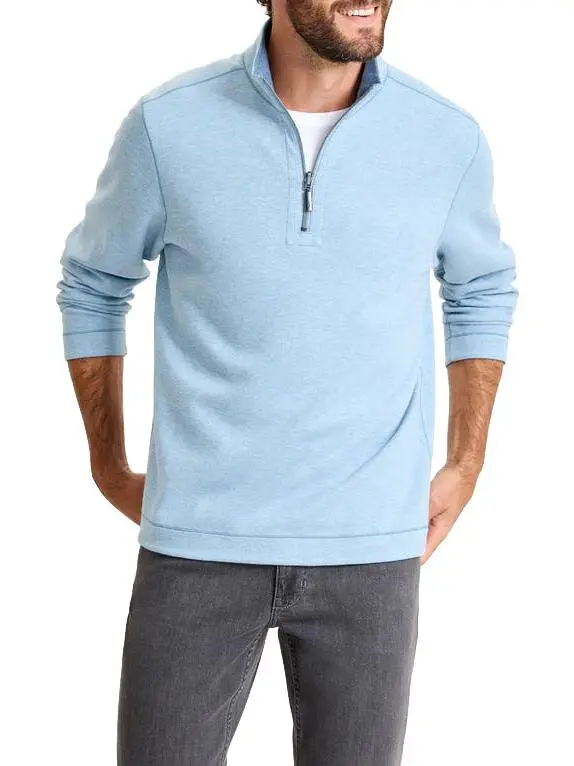Tommy Bahama Reversible Half Zip Pullover - Blue Muscari Heather