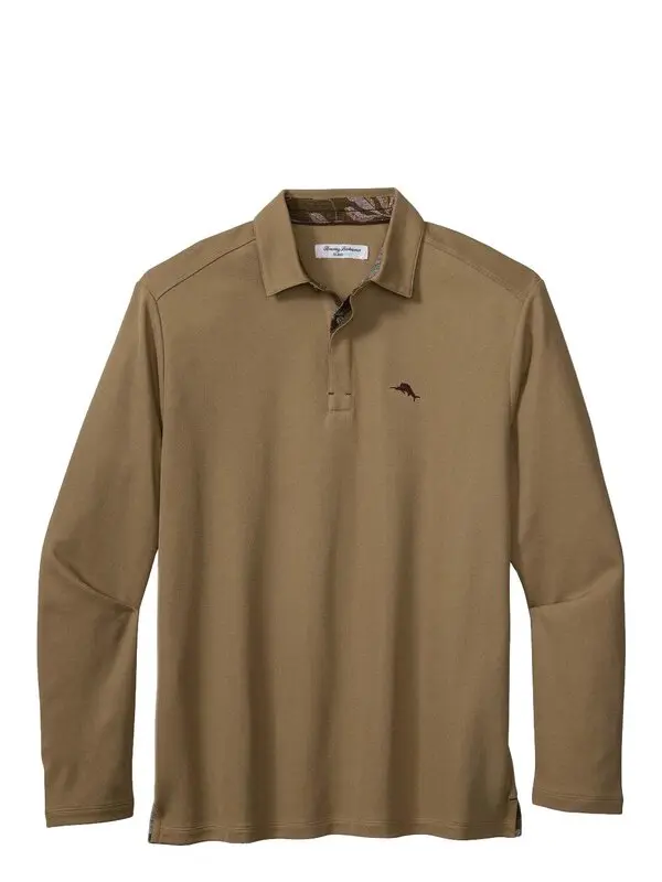 Tommy Bahama Vintage Vines Long Sleeve Five O'clock Islandzone® Piqué Polo - Chicory Khaki