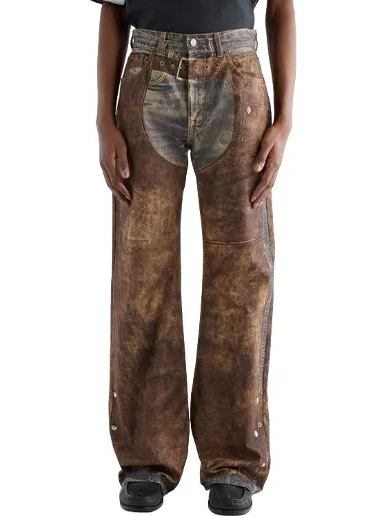 Acne Studios Regular Fit Chaps Trompe L'oeil Jeans - Blue/brown