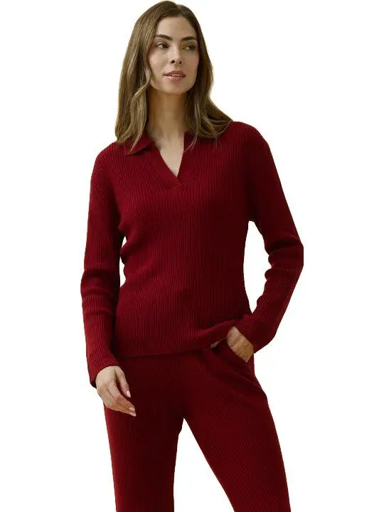 KIP Merino Cashmere Lounge Sweater - Crimson
