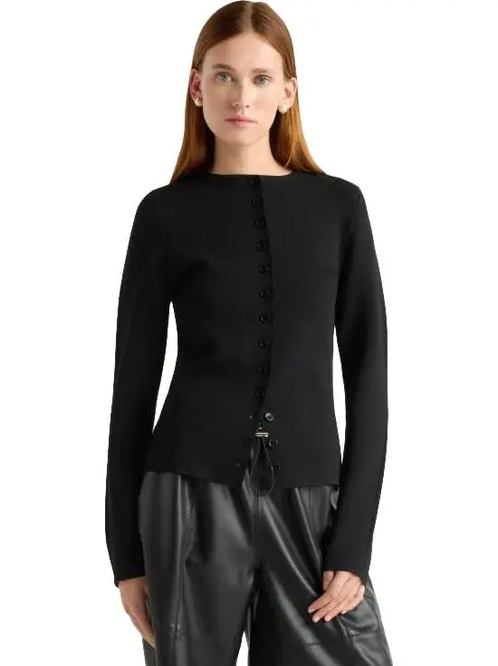 Modern Citizen Charla Button Crew-neck Sweater - Black