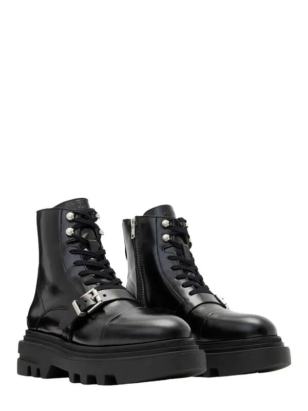 ALLSAINTS Astrid Combat Boots - Black Shine