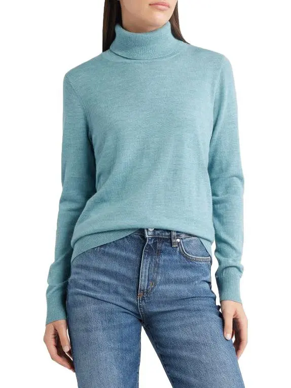 Pendleton Turtleneck Merino Wool Sweater - Sea Blue