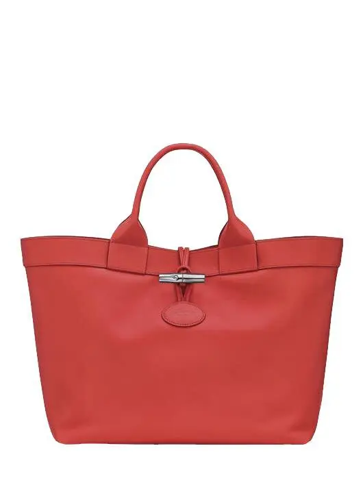 Longchamp Le Roseau Souple Large Leather Tote - Red