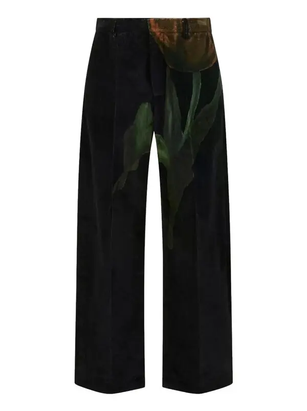 Marni X Slawn & Soldier Tulip-print Velvet Trousers - Black