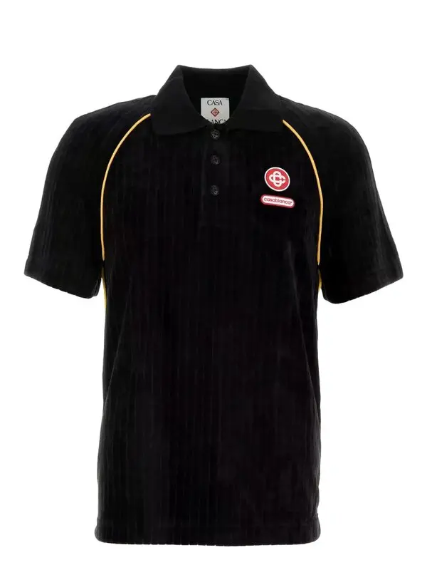 Casablanca Corduroy Piping Polo Shirt - Black
